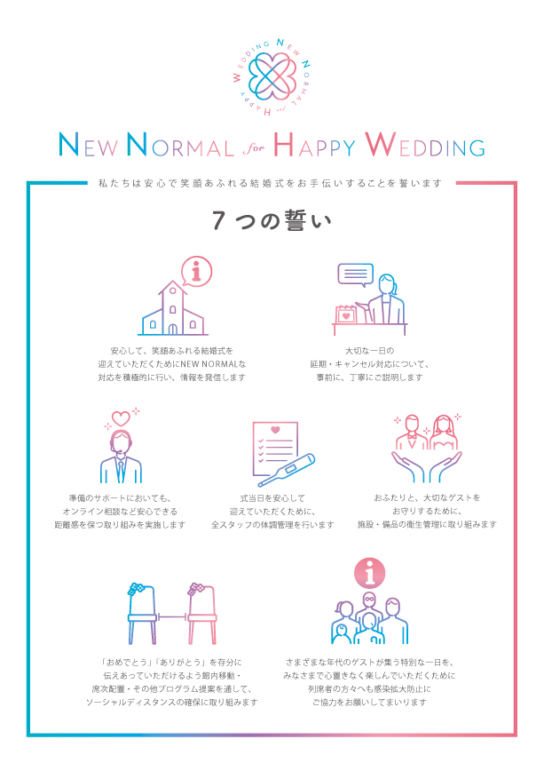 「NEW NORMAL for HAPPY WEDDING 宣言」に賛同しております｜お知らせ｜ラソール ガーデン・名古屋